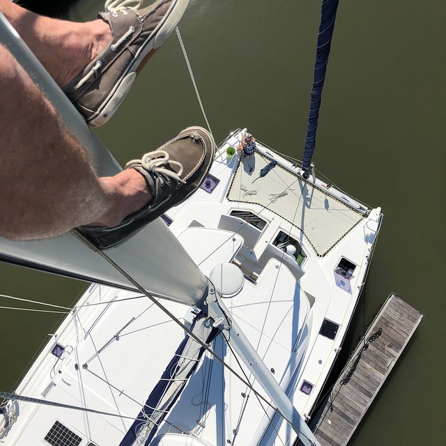 Lazy Jack Sail Repair - October 2018 - Sailing Pilar - Blue Dot Voyages